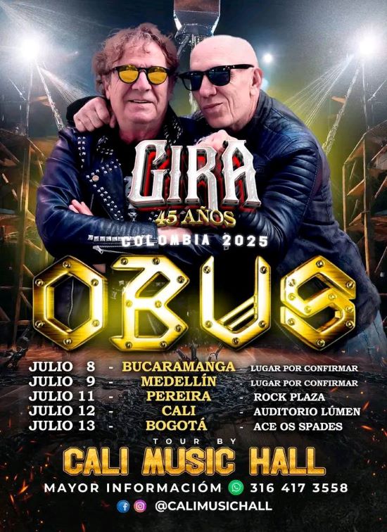 La gira 45 Aniversario de Obus confirma fechas en Colombia